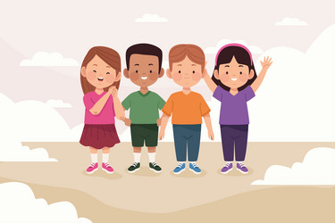 Four autists kids Royalty Free Vector Image - VectorStock