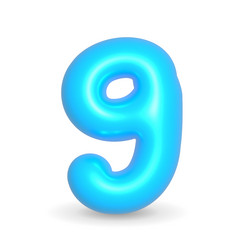 Number eight sky blue balloon 3d render realistic Vector Image