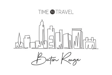 Single continuous line drawing of baton rouge Vector Image