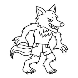 Werewolf halloween coloring page isolated for kids