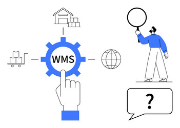 Warehouse management system concept with gear Vector Image