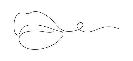 One continuous line drawing of mouth and lips Vector Image