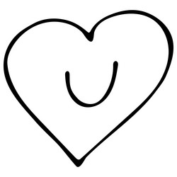 Black and white hand drawn doodle heart isolated Vector Image