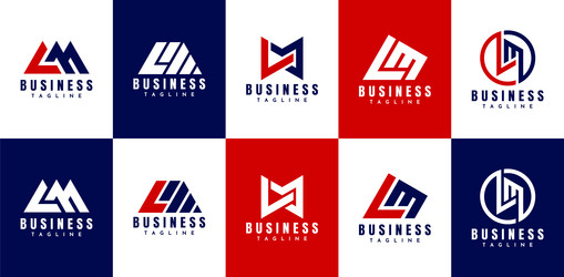 Minimalist line letter m l ml lm logo design Vector Image