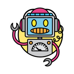 Set of round robot icon on white background Vector Image