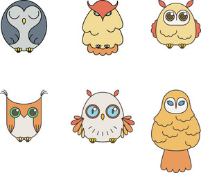 Set of lined owl logos and emblems collection Vector Image