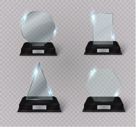 Transparent trophy awards glass award on stand Vector Image