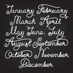 Handwritten months of the year december january Vector Image
