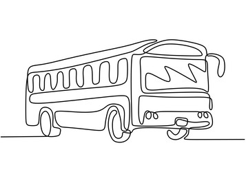 Single continuous line drawing of school bus Vector Image