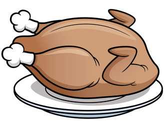 Roast chicken outline Royalty Free Vector Image
