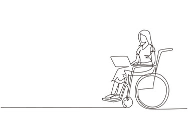 Continuous one line drawing disabled woman Vector Image
