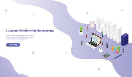 Crm isometric customer relationship management Vector Image