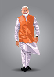 Indian prime minister narendra modi walking full Vector Image