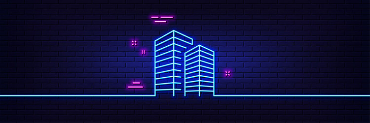 Skyscraper buildings line icon city architecture Vector Image