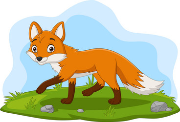 Cartoon rabbit chased fox in forest Royalty Free Vector