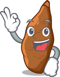 Thumbs up cassava root on the plate cartoon Vector Image