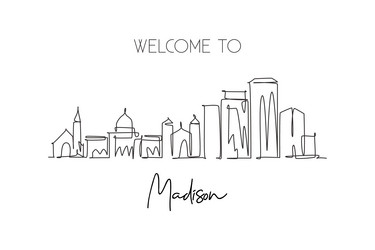Single continuous line drawing of austin city Vector Image