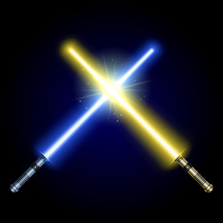 Shield and two cross swords with gold light effect