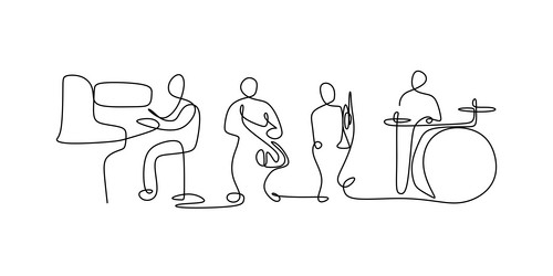 Continuous line drawing of jazz music Royalty Free Vector