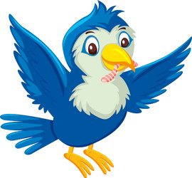 Cute blue bird cartoon character Royalty Free Vector Image