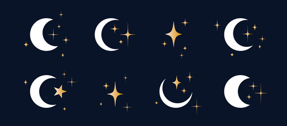 Half moon with stars set Royalty Free Vector Image