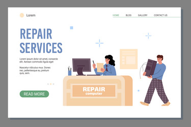 Web banner for computer repair service center Vector Image
