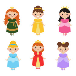 Five cute princesses Royalty Free Vector Image