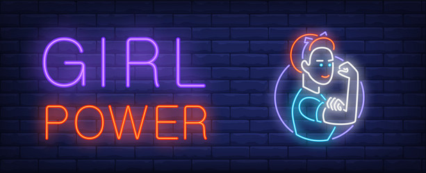 Girl power time neon sign Royalty Free Vector Image