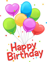 Happy birthday card with cake balloon cupcakes Vector Image