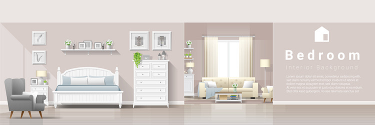Interior background with living room and bedroom Vector Image