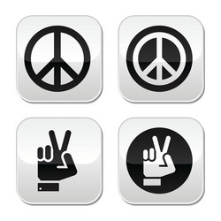 Peace hand sign icons set Royalty Free Vector Image