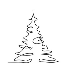Abstract spruce tree as line drawing on the white Vector Image