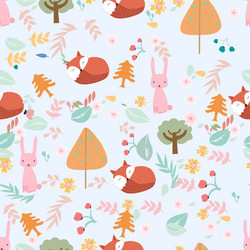 Cute rabbit bunny in flower seamless pattern Vector Image