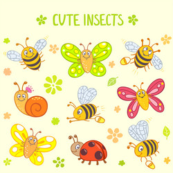 Cute insects silhouette Royalty Free Vector Image