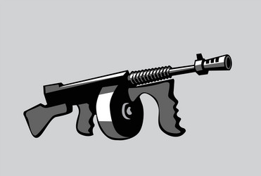 Gangsters automatic weapon tommy gun engraving Vector Image