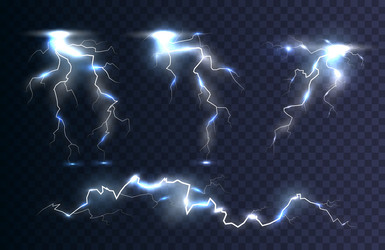 Realistic lightning and thunder strike electric Vector Image