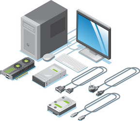 Computer parts diagram Royalty Free Vector Image
