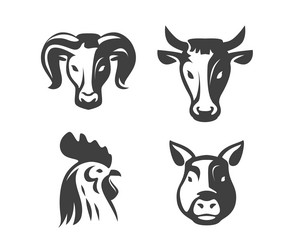 Farm animals set icons collection Royalty Free Vector Image