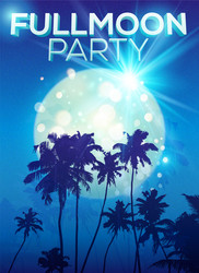Big orange moon fullmoon party poster background Vector Image