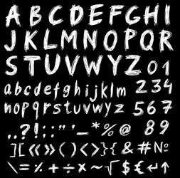 Hand drawn alphabet letters with numbers Vector Image