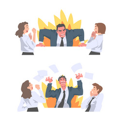 Furious chief screaming and yelling in anger Vector Image