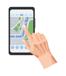 Hands with gps app Royalty Free Vector Image - VectorStock