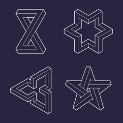 Paradox impossible geometry symbols Royalty Free Vector