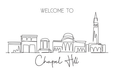 One continuous line drawing of raleigh city Vector Image