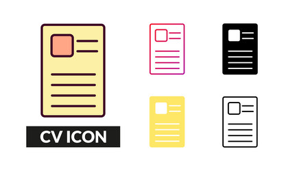 Cv icon lineal color icon Royalty Free Vector Image