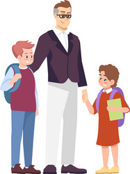 Back to school parents with kids and teacher Vector Image