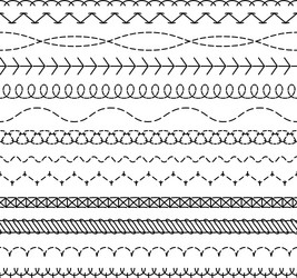 Black stitches collection seamless print Vector Image