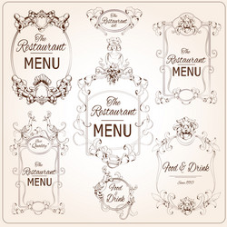 Floral restaurant labels Royalty Free Vector Image