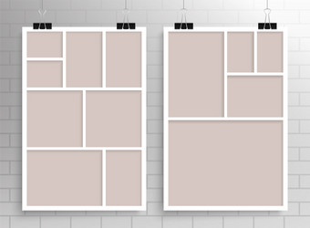 Empty collage five frames images photo Royalty Free Vector