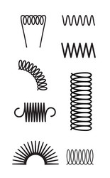 Metal springs spiral lines coil shapes isolated Vector Image